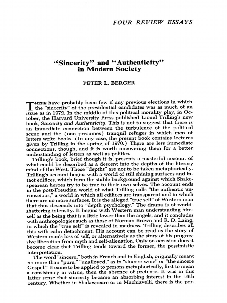 Sincerity and Authenticity | PDF