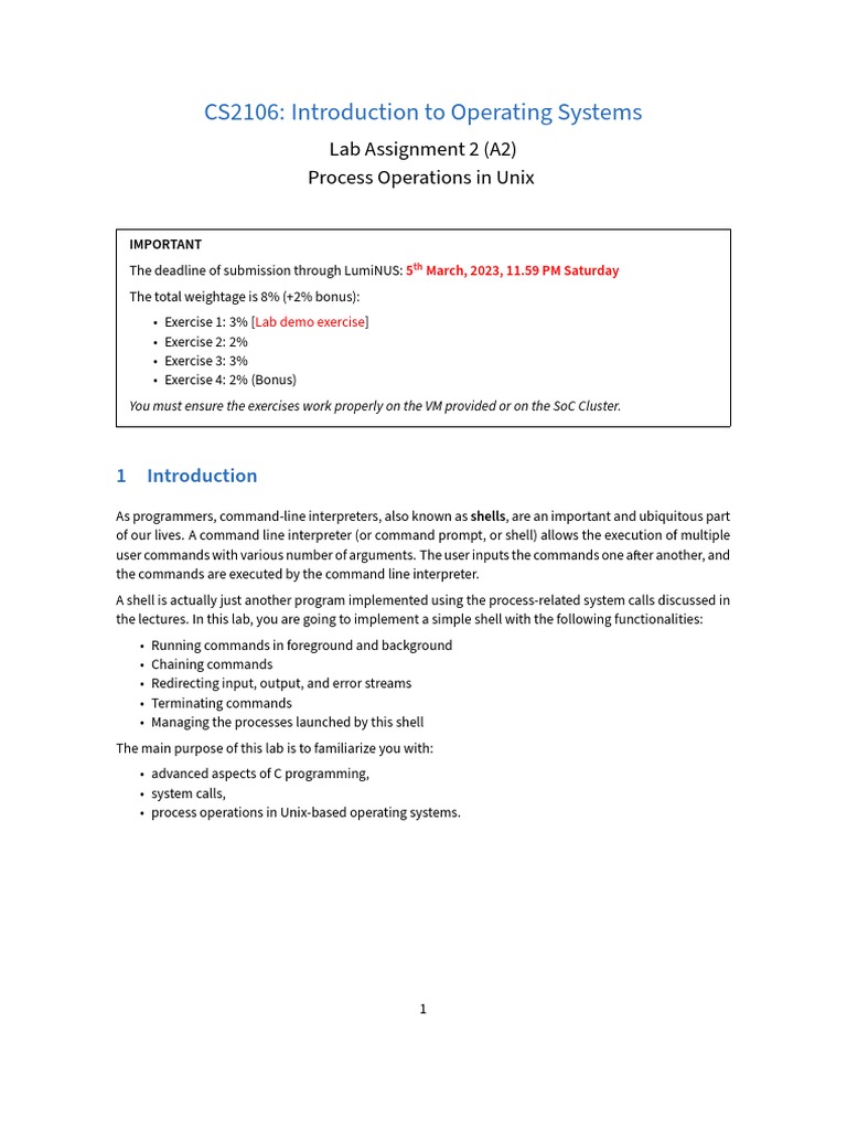 CS2106 2220 Lab2 | PDF