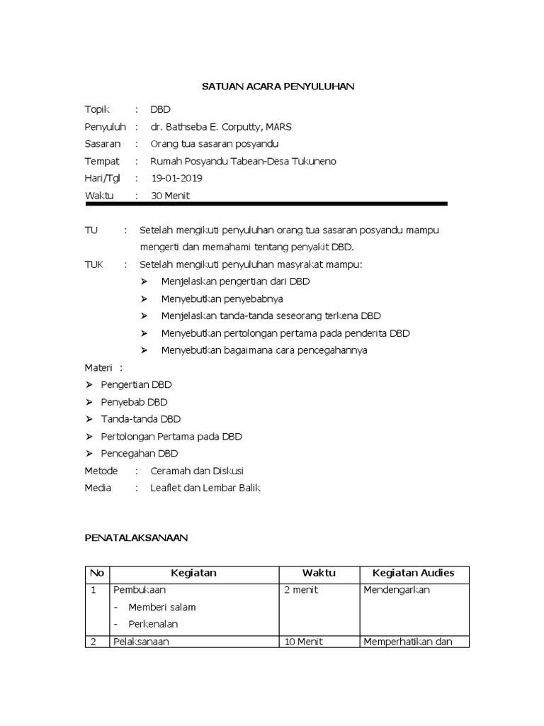 Sap - DBD | PDF | Pengembangan Diri | Kesehatan Holistik