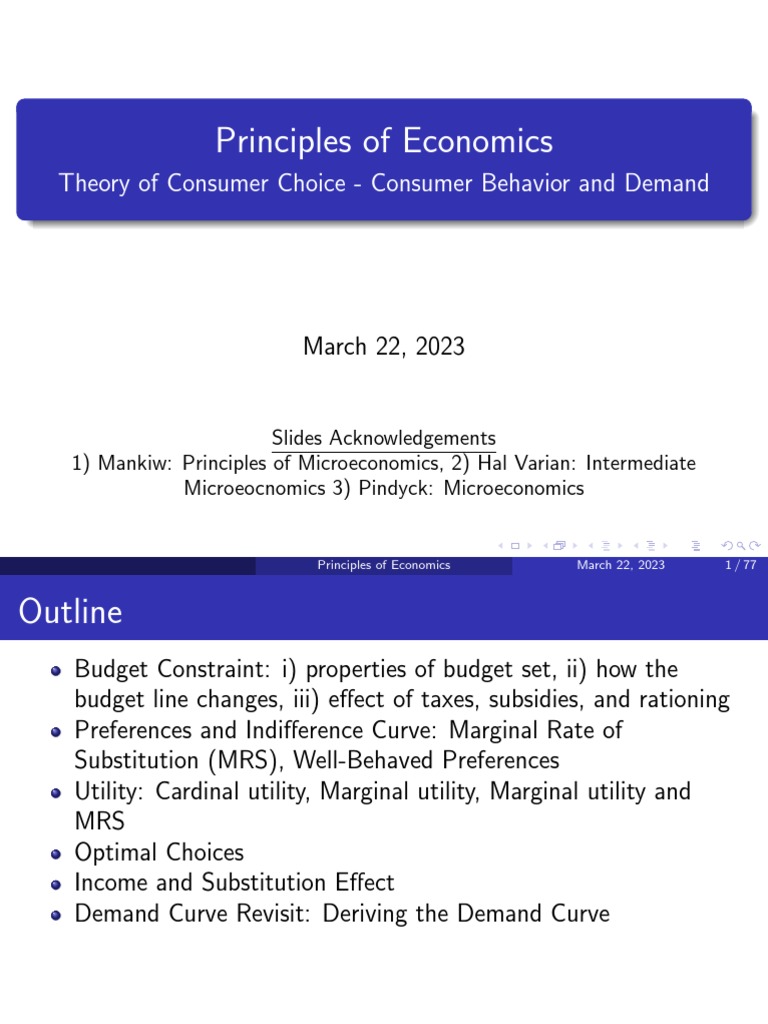 Principles of Economics: Theory of Consumer Choice - Consumer Behavior and Demand | Download ...