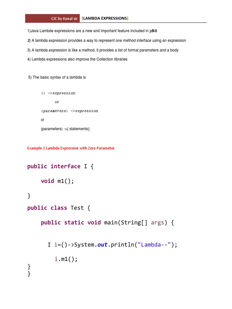 Lambda Expressions Pdf Anonymous Function Parameter Computer Programming 
