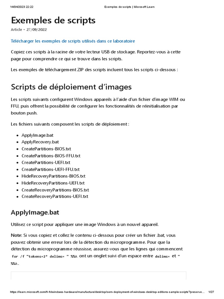 Exemples de Scripts - Microsoft Learn | PDF | Windows 10 | Ingénierie ...