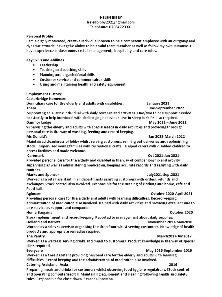 Helen Bibby CV January2023 | PDF