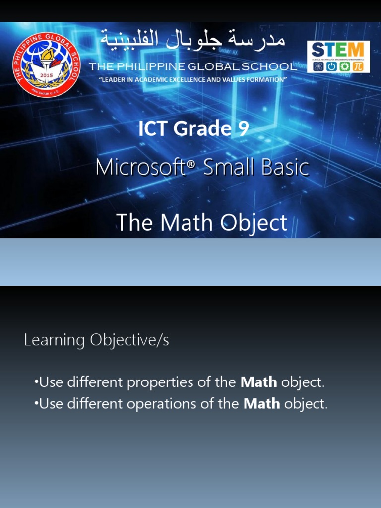 ICT Grade 9: Microsoft Small Basic The Math Object | PDF
