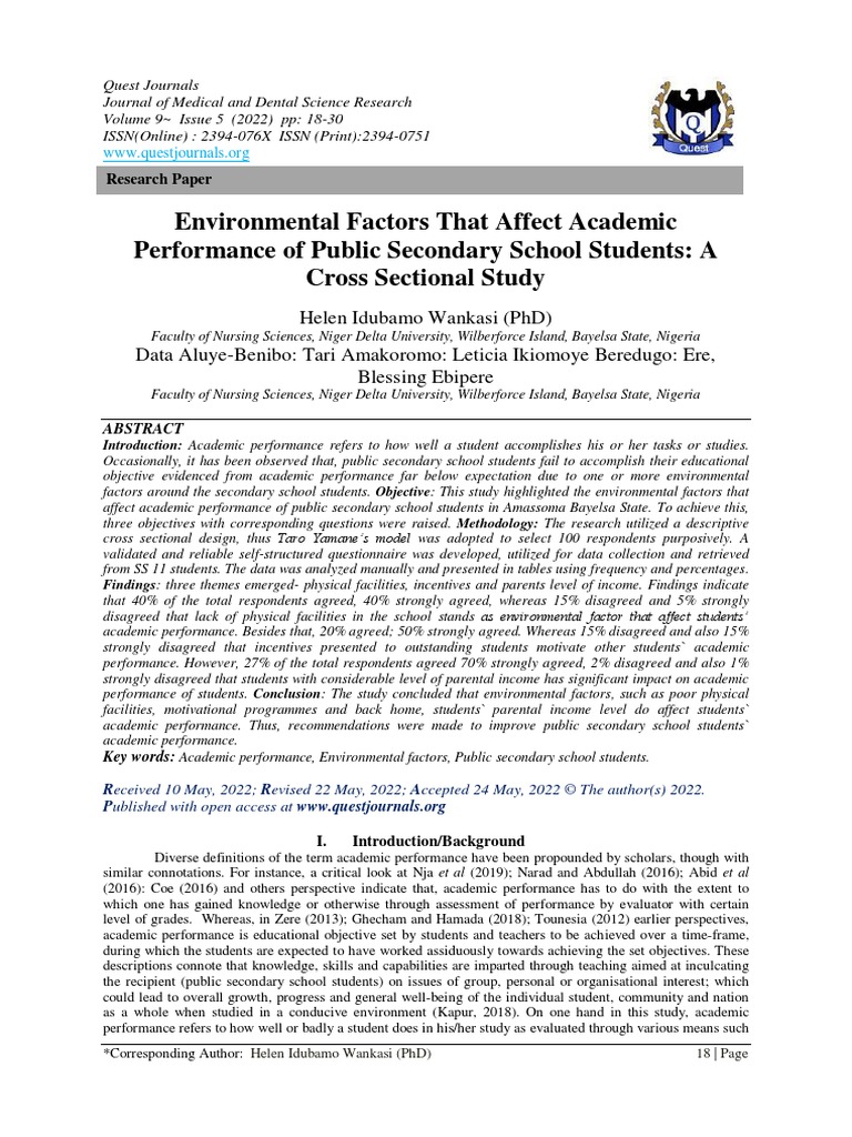 Environmental Factors That Affect Academ | PDF | Teachers | Motivation