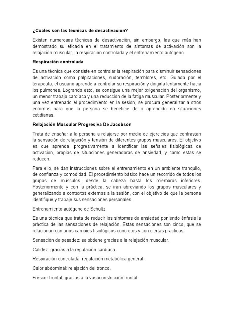 Técnicas Efectivas de Desactivación Emocional | PDF | Ansiedad ...
