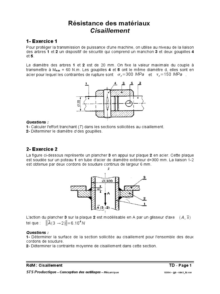 Meca Cisaillement TD | PDF