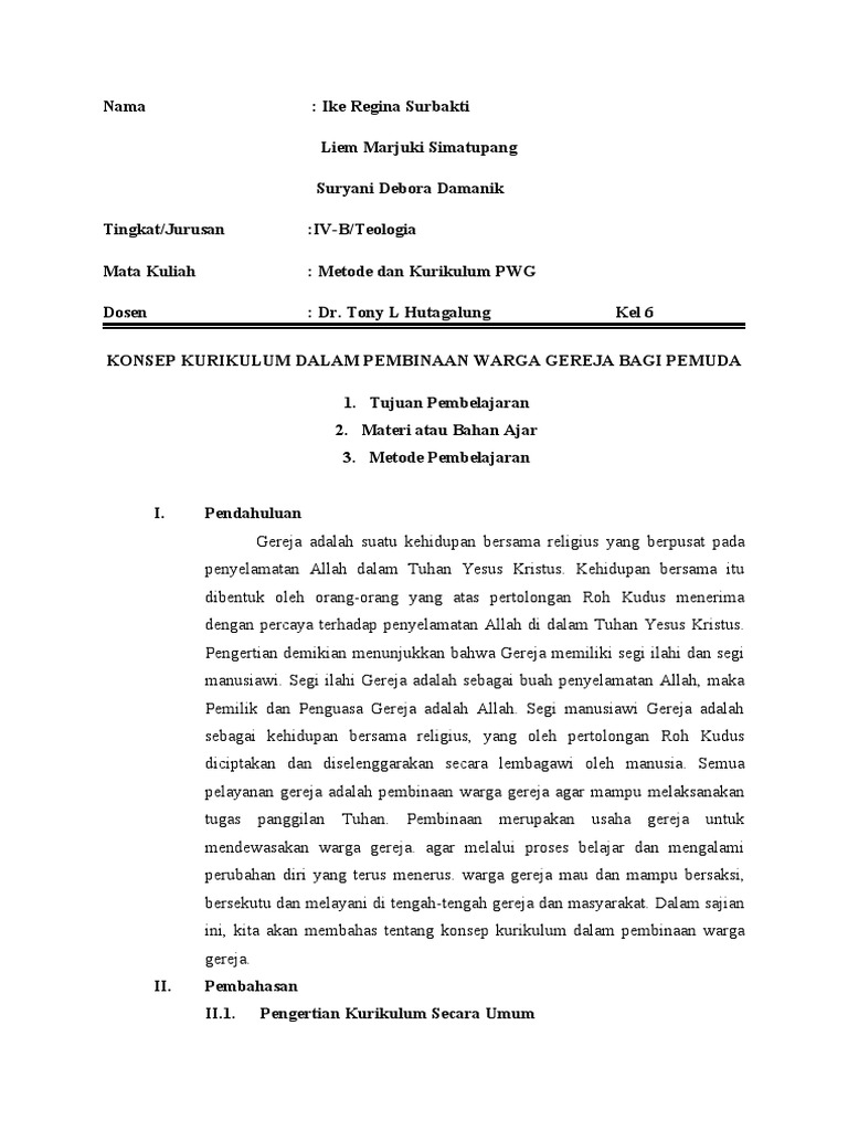 Kel 6 - Metode Dan Kurikulum PWG | PDF