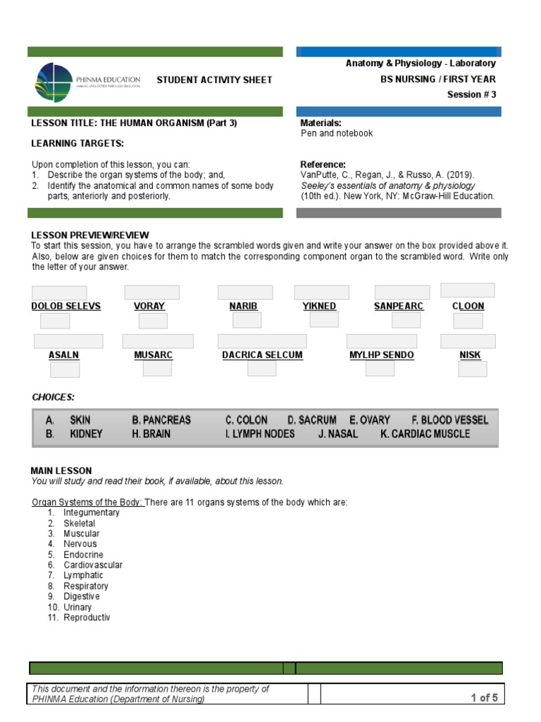 Session #3 SAS - AnaPhy (Lab) | PDF | Anatomy