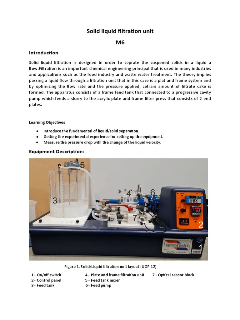 Solid Liquid Filtration Unit M6: Learning Objectives | PDF | Filtration ...