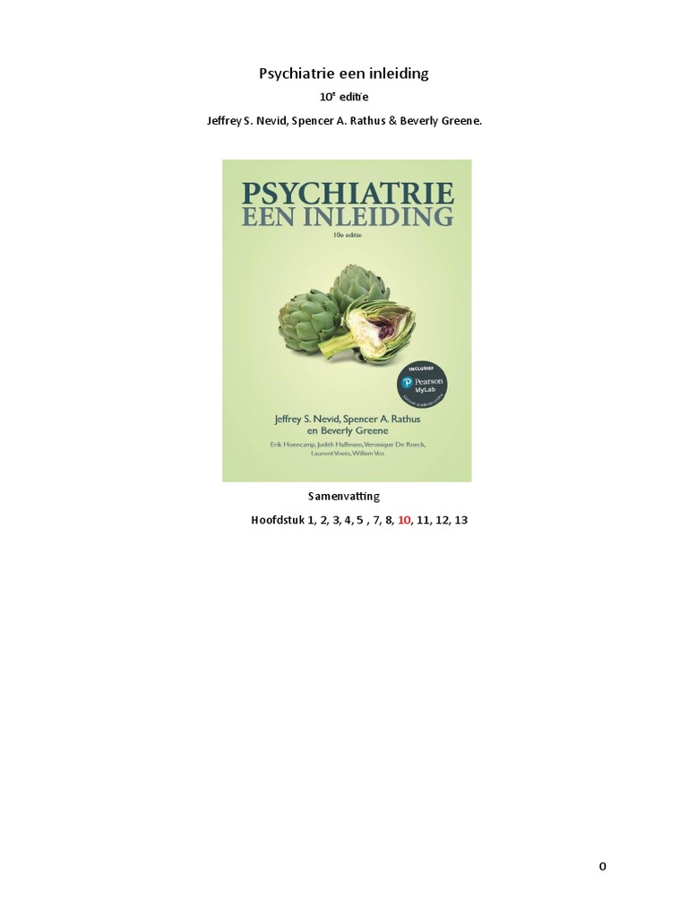Samenvatting Boek Psychiatrie, Een Inleiding | PDF