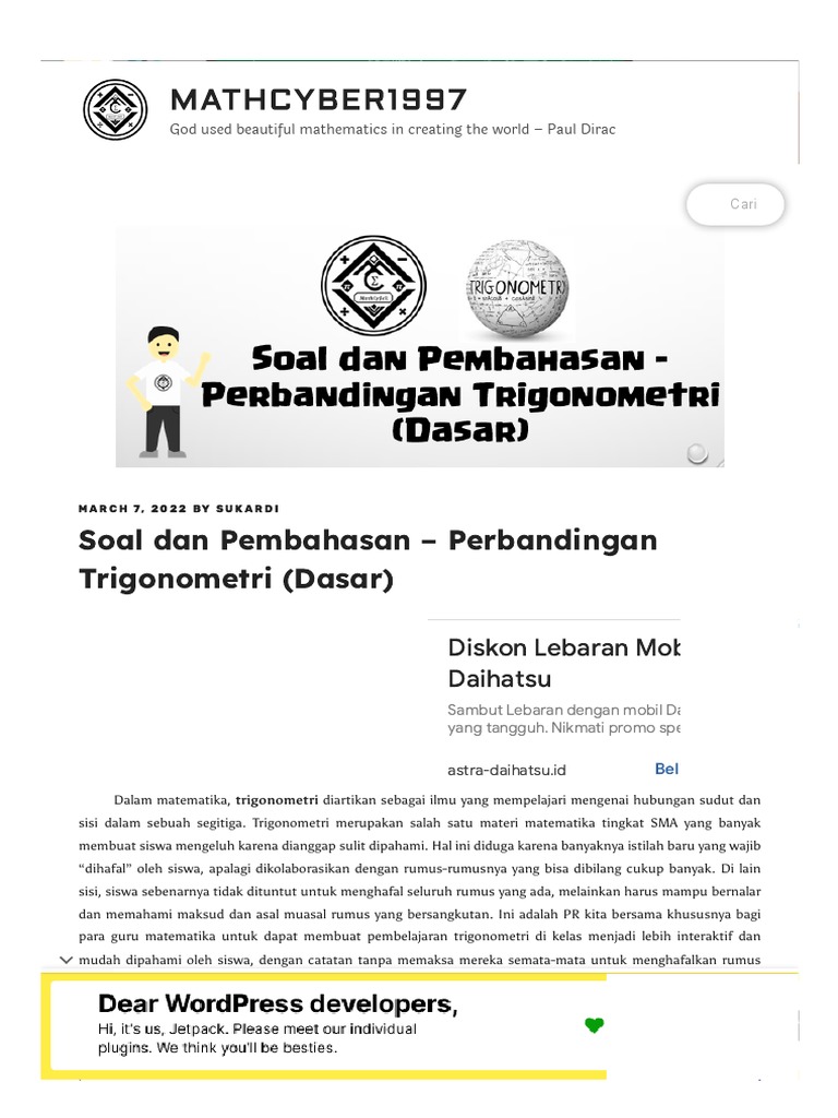 Soal Dan Pembahasan - Perbandingan Trigonometri (Dasar) - Mathcyber1997 ...