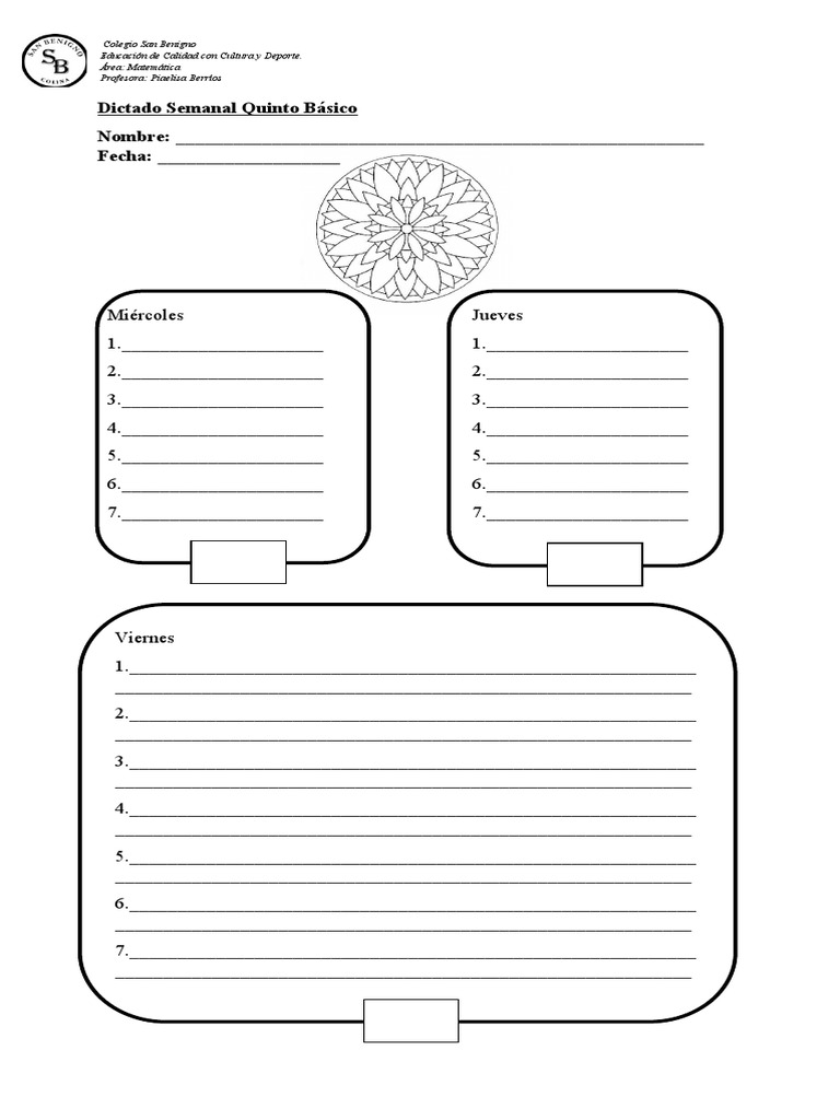 Dictado Semanal 5to | PDF