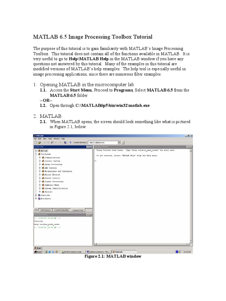 MATLAB Image Processing Toolbox Tutorial: Learn the Basics | PDF