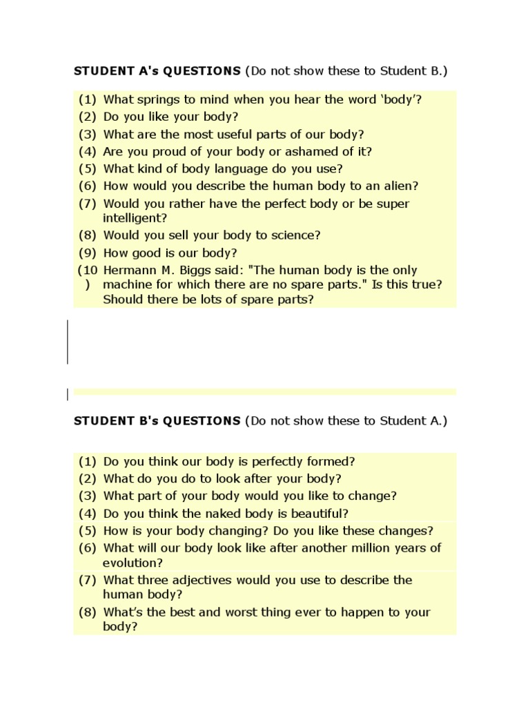Body Image and Perception Questions | PDF