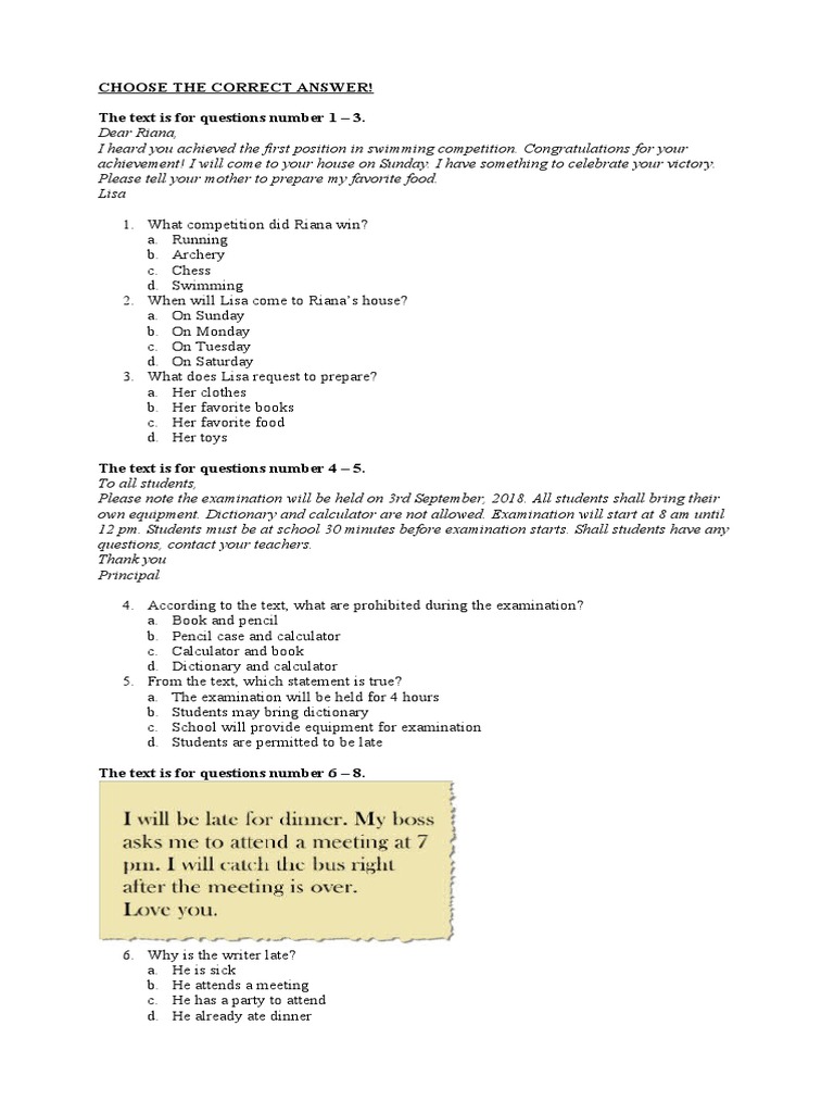 Latihan Soal Short Message | PDF