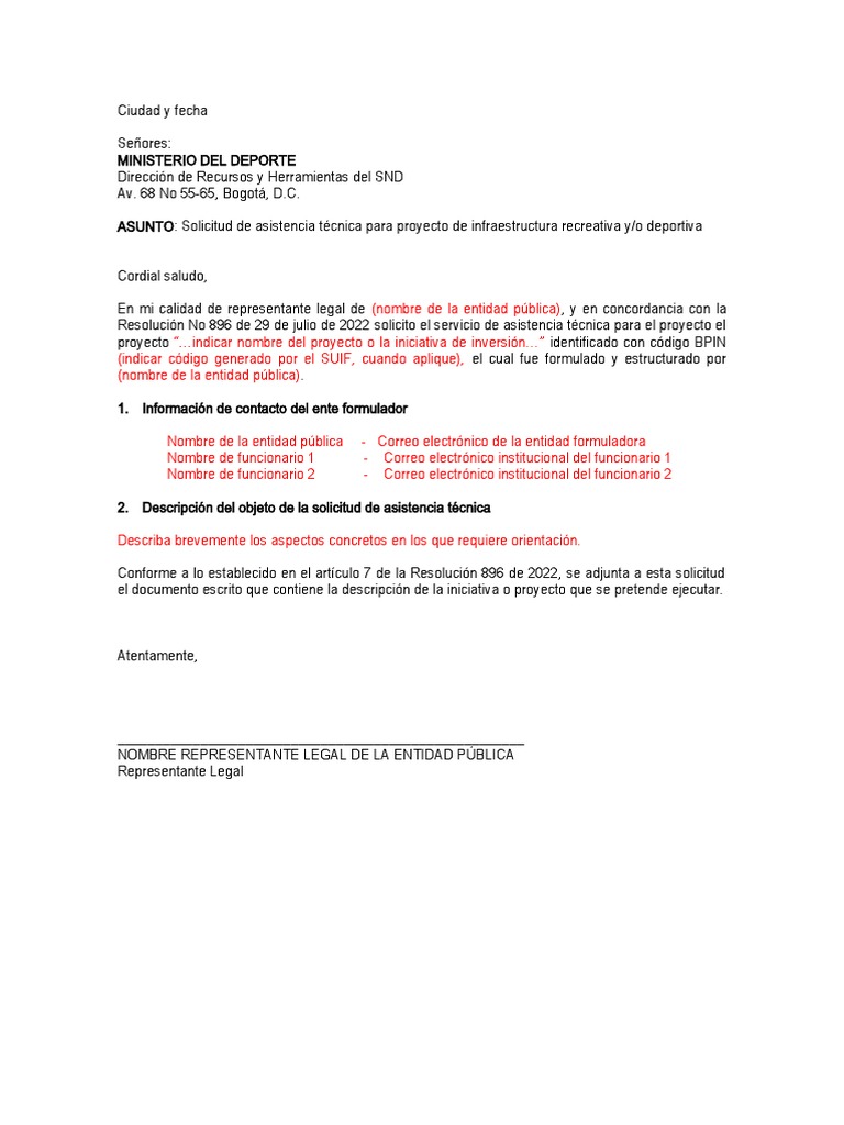 Modelo Solicitud de Asistencia Técnica | PDF Modelo Solicitud de Asistencia Técnica | PDF