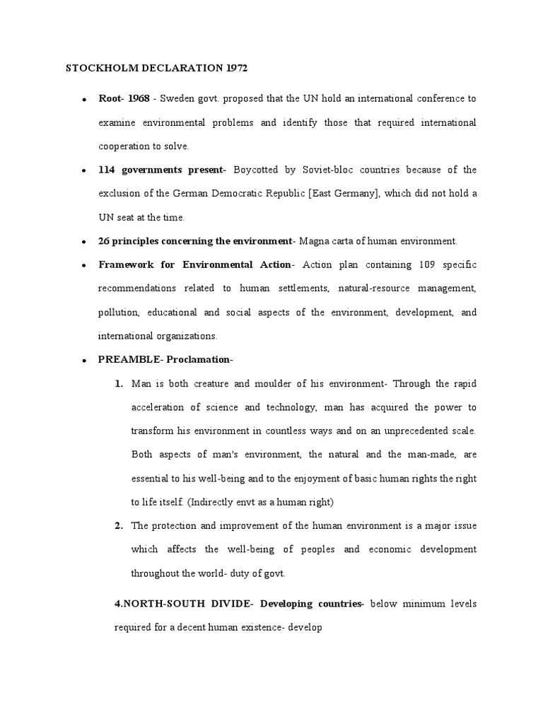 Stockholm Declaration 1972 | PDF | United Nations Environment Programme | Sustainability