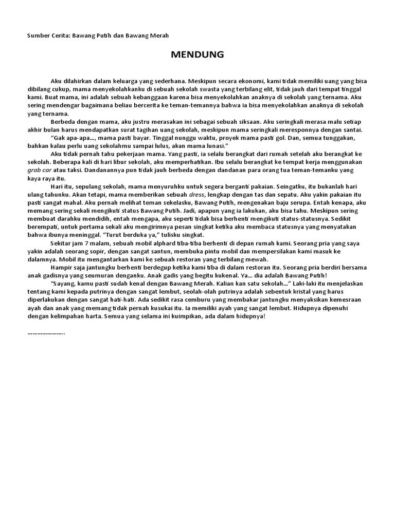 Saduran Cerita Rakyat Ke Cerpen | PDF