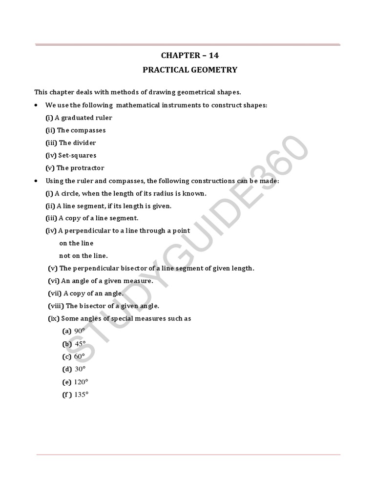 Studyguide360: Chapter - 14 Practical Geometry | PDF