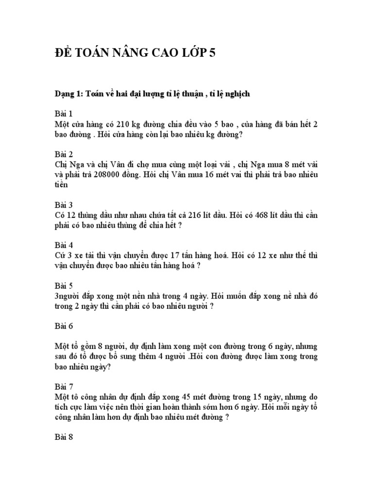 50 de Toan Nang Cao Lop 5 | PDF