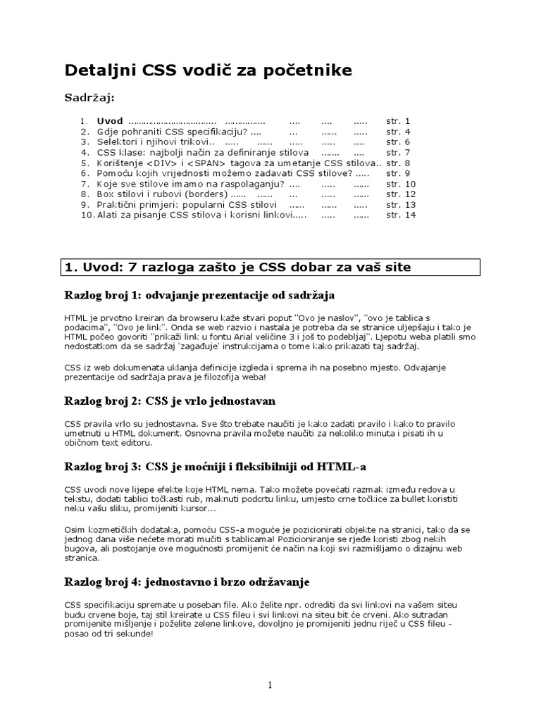 Detaljni CSS Vodič Za Početnike | PDF