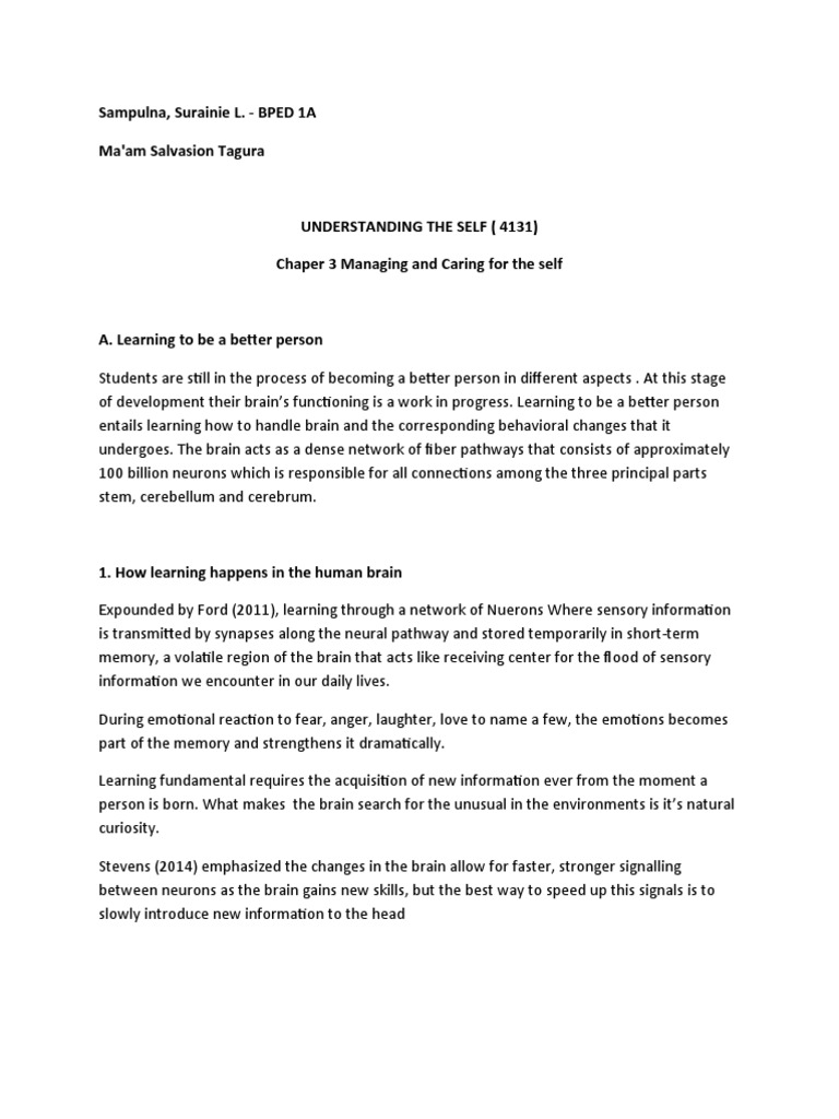 Managing Self: Learning & Metacognition | PDF | Metacognition | Brain