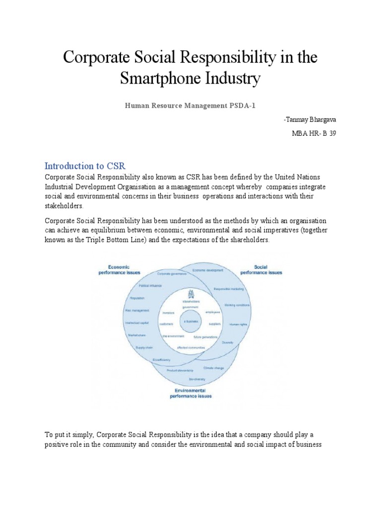 Corporate Social Responsibility in The Smartphone Industry ...