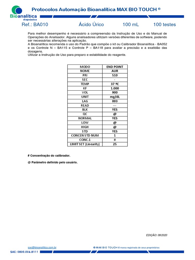 Max Bio Touch Bioanalitica | PDF