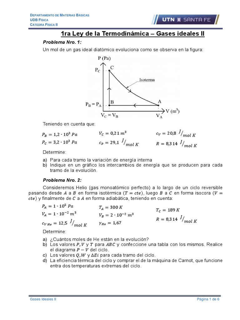 4 Prob. Resueltos de 1º Ley de La Termodinámica - Gases Ideales | PDF | Métodos y materiales de ...