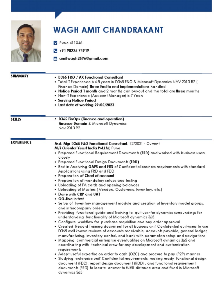 Amit Wagh F&O Functional Resume-23-03-23 | PDF | Accounts Payable ...