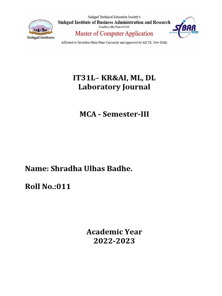 KR&AI-ML-DM Practical Journal ANS | PDF | Receiver Operating Characteristic | Mean Squared Error