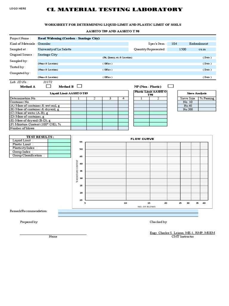 2 Liquid Plastic Limit Test Worksheet | PDF | Civil Engineering ...
