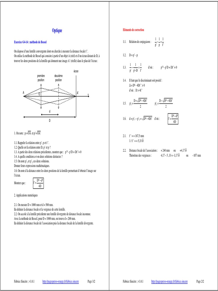 Exercice Optique G4-14 | PDF | Optique | Philosophie naturelle