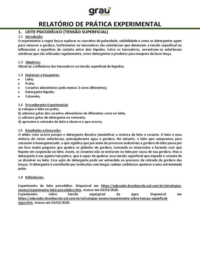 Modelo De Relatorio Periodo Experimental