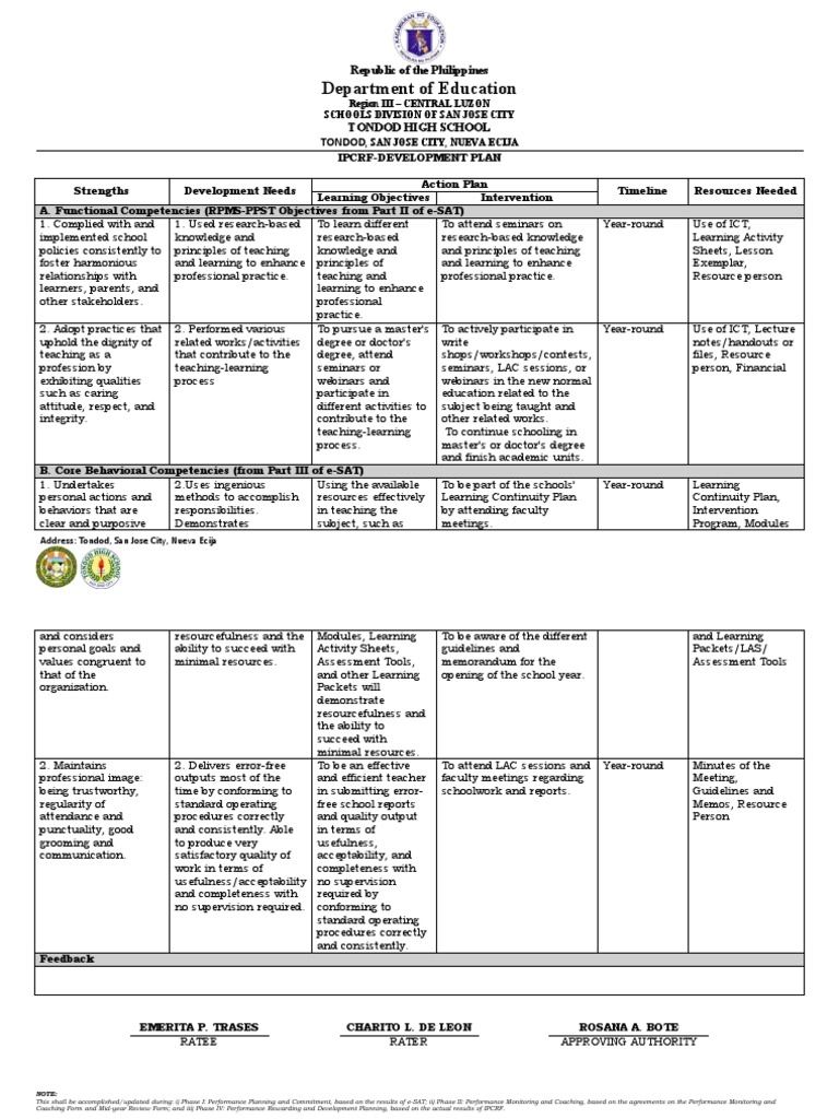IPCRF Development Plan | PDF