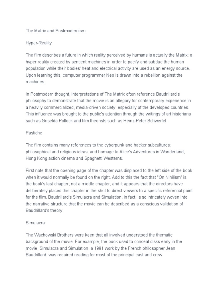 The Matrix and Postmodernism | PDF