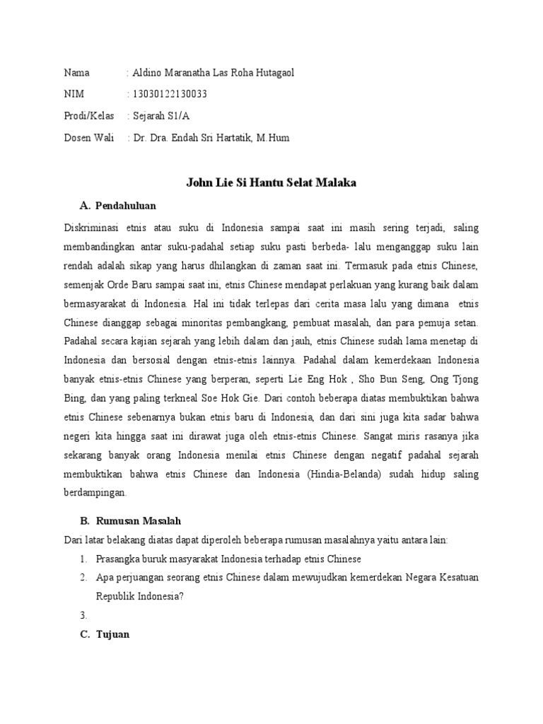 John Lie Si Hantu Selat Malaka: Pendahuluan | PDF | Politik | Sejarah