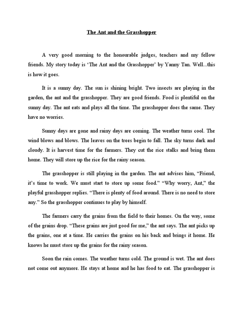 THE ANT and The GRASSHOPPER | PDF
