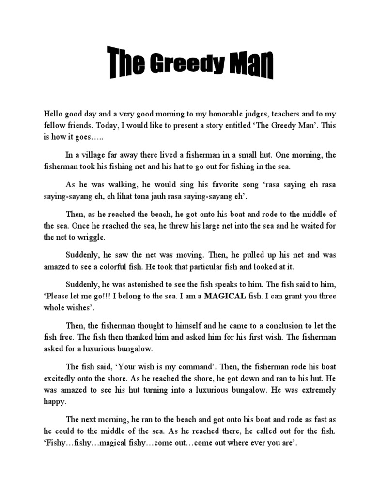 The Greedy Man: A Cautionary Tale | PDF | Poetry