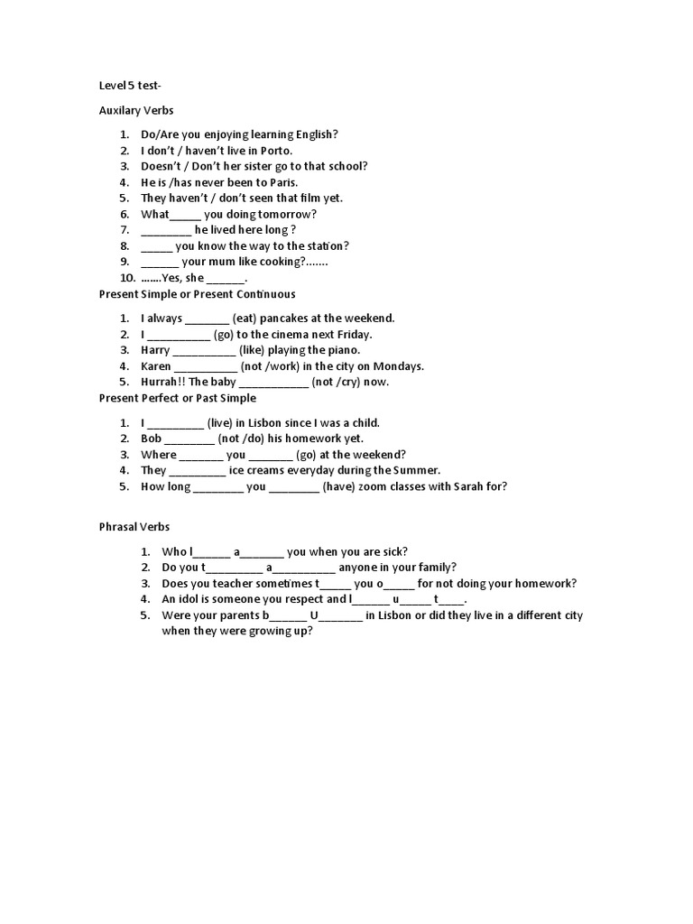 Level 5 English Test: Key Topics | PDF | Foreign Language Studies ...