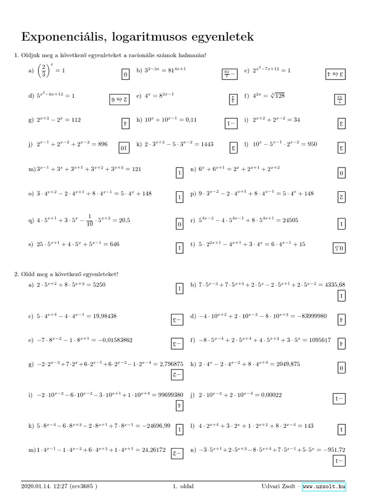 Exp Log Egyenlet | PDF