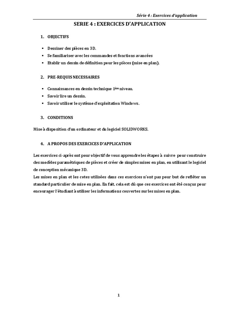 Serie 4: Exercices D'Application: 1. Objectifs | PDF
