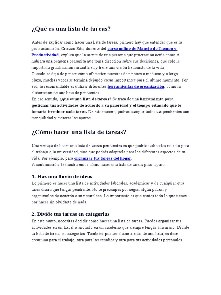 Qué Es Una Lista de Tareas | PDF