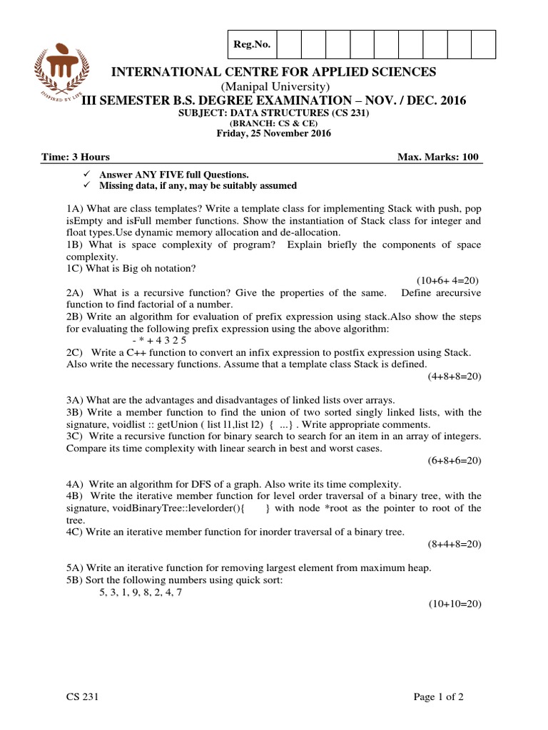 Data Structures (CS 231) | PDF | Applied Mathematics | Computer Programming