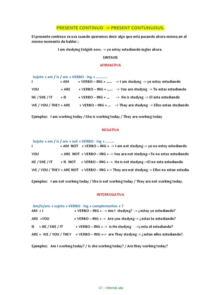 Presente Continuo | PDF