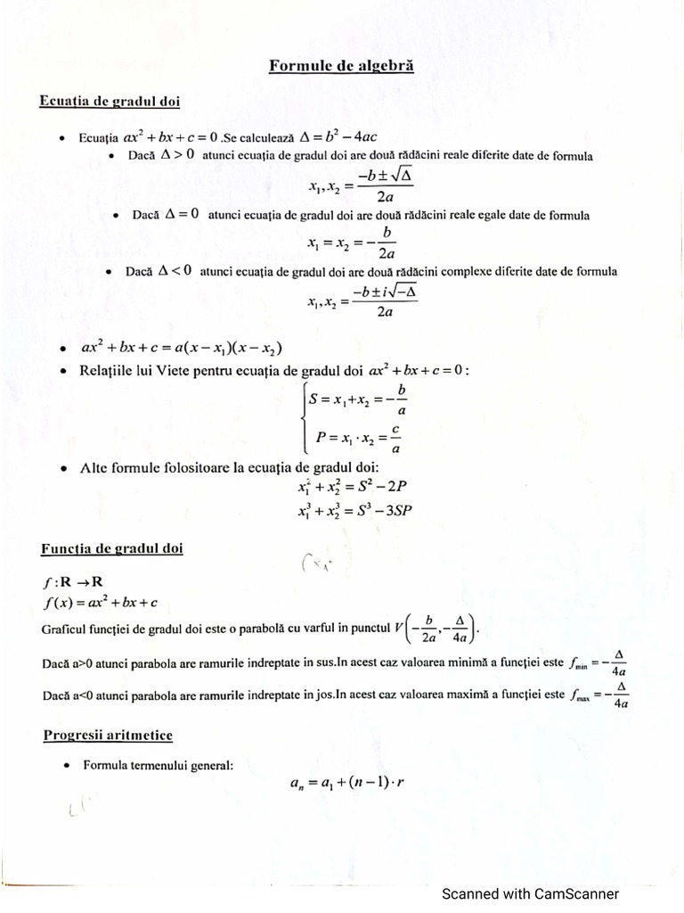 Toate Formulele Pentru Bac Matematica | PDF