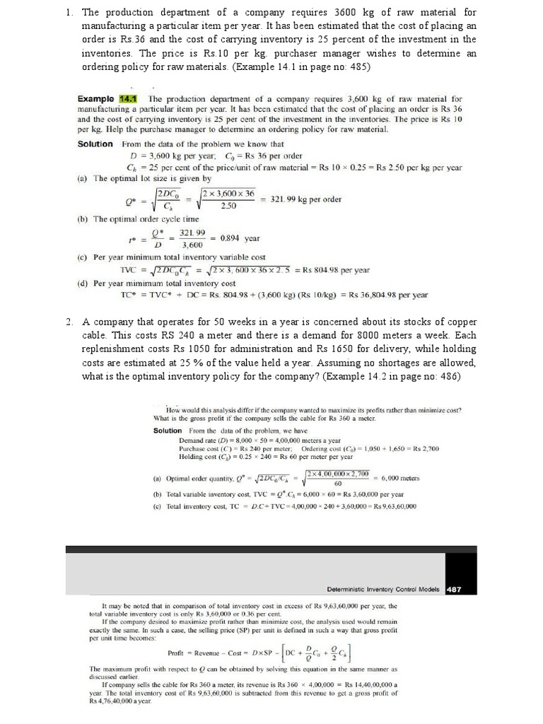 Determining Optimal Inventory Policies through Economic Order Quantity Calculations for Multiple ...