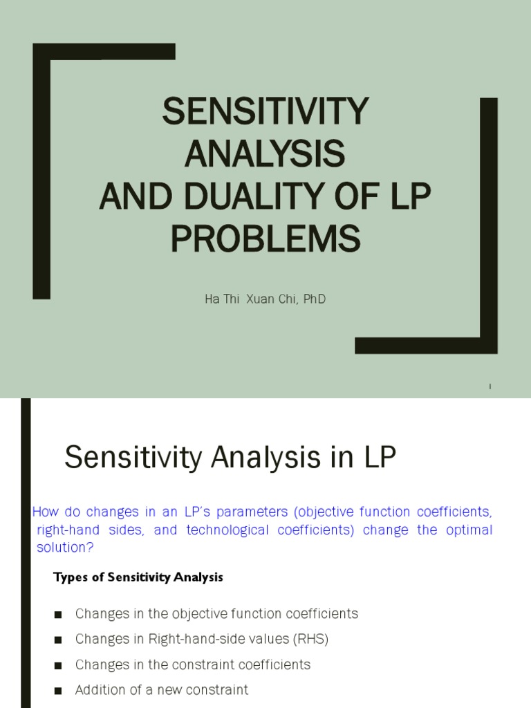 C6. Sensitivity Analysis and Duality of LP Problems | PDF