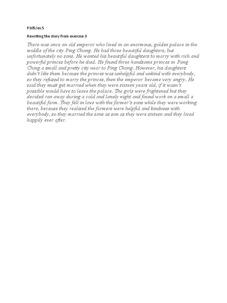 Rewriting The Story From Exercise 3 | PDF